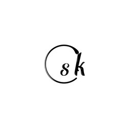 Sk line bold concept logo initial concept Vector Image