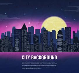 City at night with moon Royalty Free Vector Image