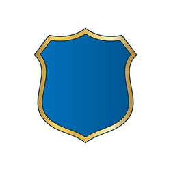 Shield gold blue icon shape emblem Royalty Free Vector Image