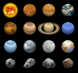 Planets icon set realistic style Royalty Free Vector Image