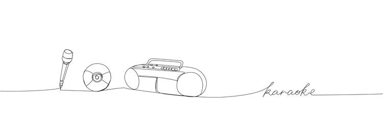 Record player tape recorder set one line art Vector Image