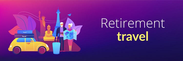 Retirement travel concept banner header Royalty Free Vector