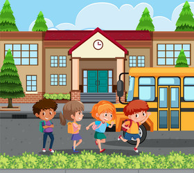 Student go back home by bus Royalty Free Vector Image