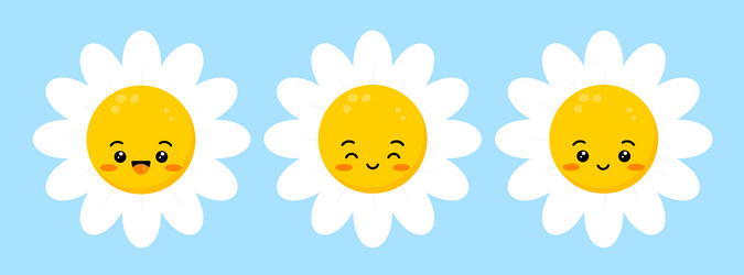 Daisy flower winking face happy cute character Vector Image