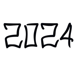 2024 year handwriting font white background Vector Image