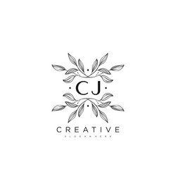 Cj initial letter flower logo template premium art