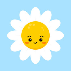 Cute daisy flower with happy face character Vector Image