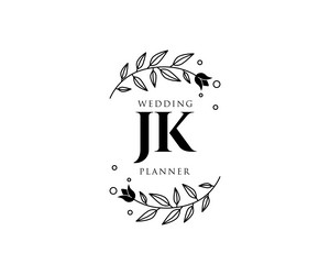 Jk initials letter wedding monogram logos Vector Image