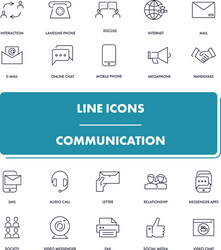 Communication outline icon set Royalty Free Vector Image