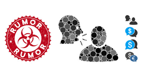 Rumor icon with distress stamp Royalty Free Vector Image