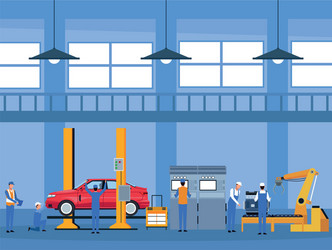 Scene with cars and factory buildings making Vector Image