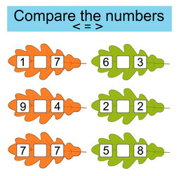 Math activity for kids compare the numbers Vector Image