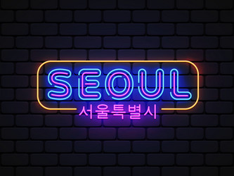 Modern seoul neon sign great design for any Vector Image