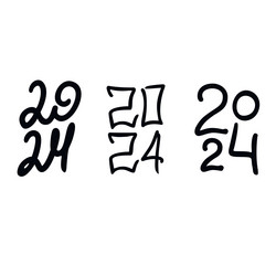 Set of 2024 handwriting font white background Vector Image
