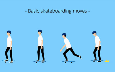 Basic skateboarding movements riding standing Vector Image