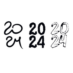 Set of 2024 handwriting font white background Vector Image