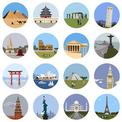 World skyline landmarks in black and white Vector Image