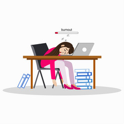 Burn out syndrome concept with exhausted female Vector Image