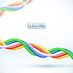 Electric lightning between colored cables Vector Image