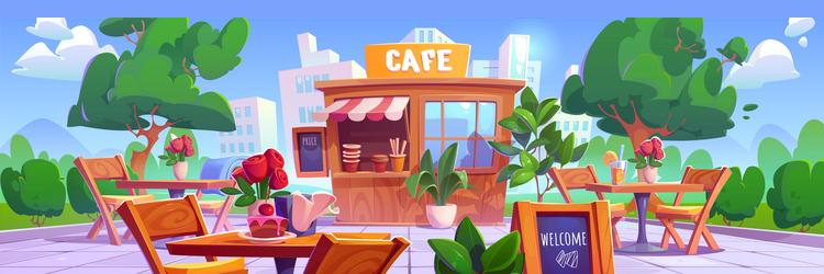 Outdoor street cafe in city park square cartoon Vector Image