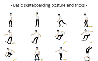 Basic skateboarding techniques and tricks tail Vector Image