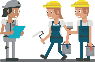 Construction workers geometric cartoons Royalty Free Vector