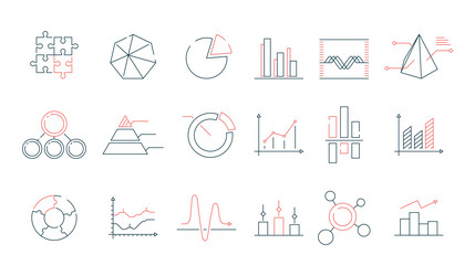 Graphs charts icons business statistics graphic Vector Image