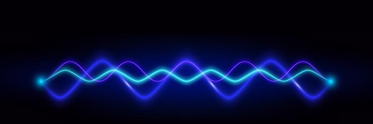 Neon audio voice frequency wave and abstract light