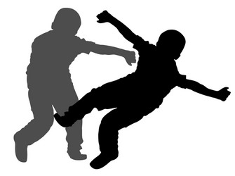 Boys fighting silhouette angry bully kid terror Vector Image