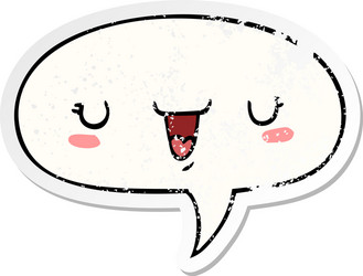 Happy cartoon expression and speech bubble sticker