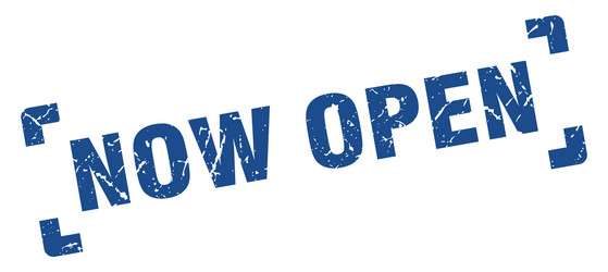 Now open stamp rectangular Royalty Free Vector Image