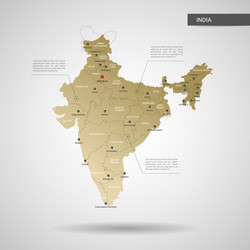India map with labels black Royalty Free Vector Image