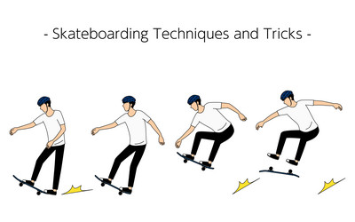 Basic skateboarding techniques and tricks tail Vector Image