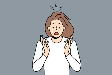 Discouraged woman with scared face and positive Vector Image
