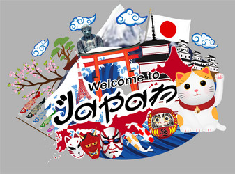 Welcome to japan with japan traditional Royalty Free Vector