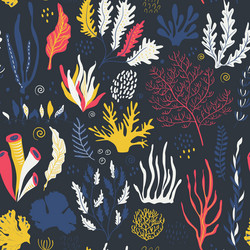 Underwater seaweed seamless pattern background Vector Image