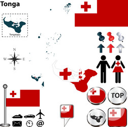 Tonga map stylish location icon with map Vector Image