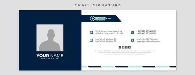 Professional email signature template Royalty Free Vector