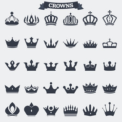 Big set of hand drawn detailed crowns for design Vector Image