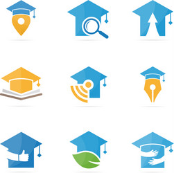 Graduation hat and hands logo combination Vector Image