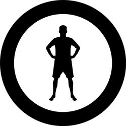 Man holding hands on belt confidence concept Vector Image