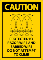Caution protected by razor wire and barbed Vector Image