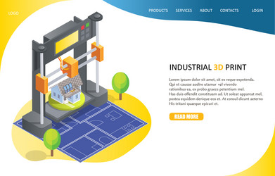 3d printing website landing page design Royalty Free Vector