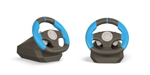 Realistic 3d steering racing wheel in different Vector Image