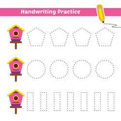 Handwriting practice for kids with bird Royalty Free Vector