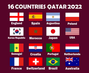 16 countries flag emblem with names symbol design Vector Image