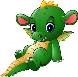 Cartoon baby dragon sitting Royalty Free Vector Image
