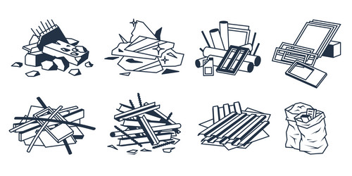 Construction and demolition waste recycling Vector Image