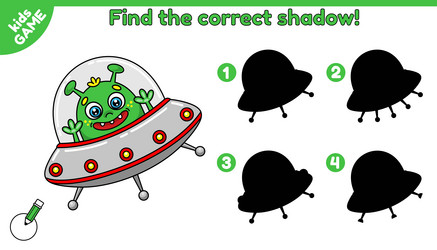 Kids game find differences and color cute alien Vector Image