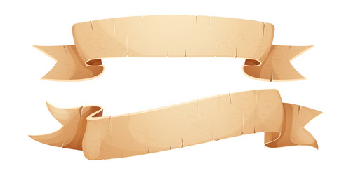 Set parchment paper scroll ribbon old vintage Vector Image